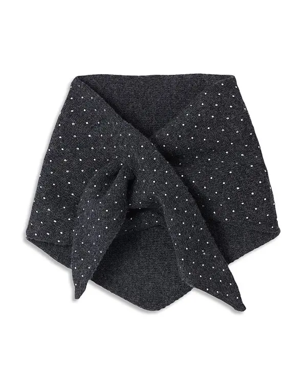 Sandro Rhinestone Knit Triangular Scarf - Charcoal Grey