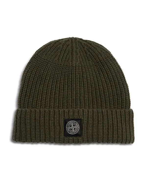Stone Island Logo Beanie - Green