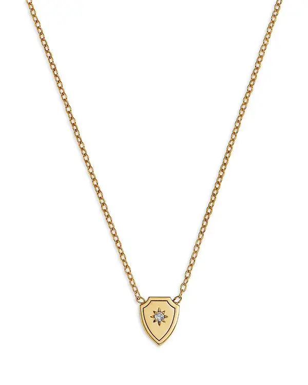Zoe Chicco 14k Yellow Diamond Shield Pendant Necklace - Gold