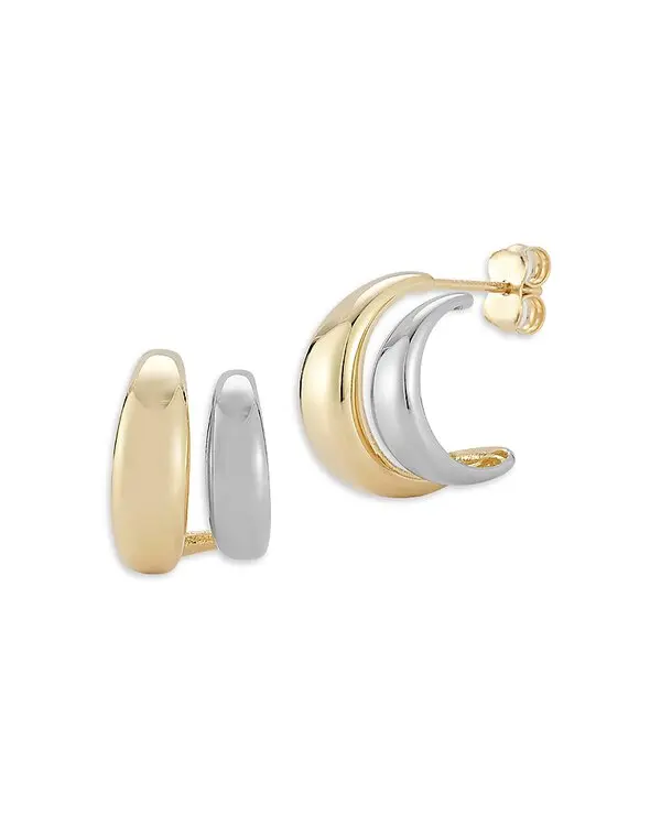Bloomingdale'S 14k White & Yellow Double Hoop Earrings - Gold