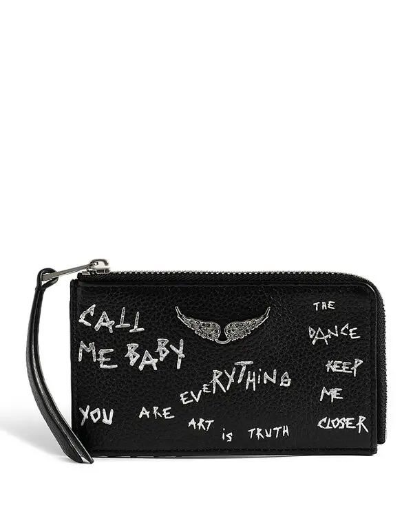 Zadig&Voltaire Zv Graffiti Leather Card Holder - Black
