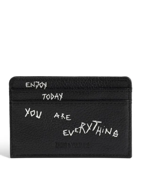 Zadig&Voltaire Zv Pass Graffiti Leather Card Holder