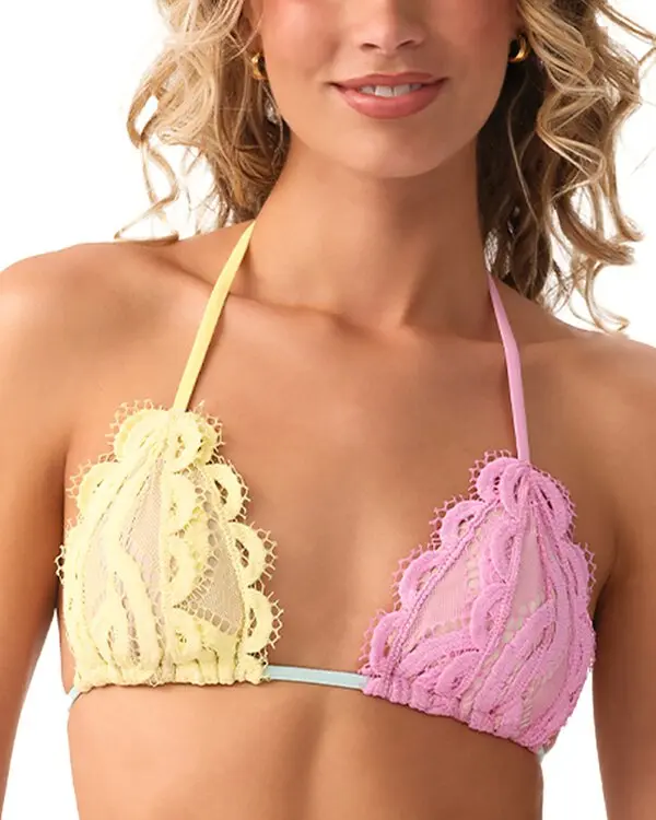PQ Lace Triangle Bikini Top - Sweet Pea