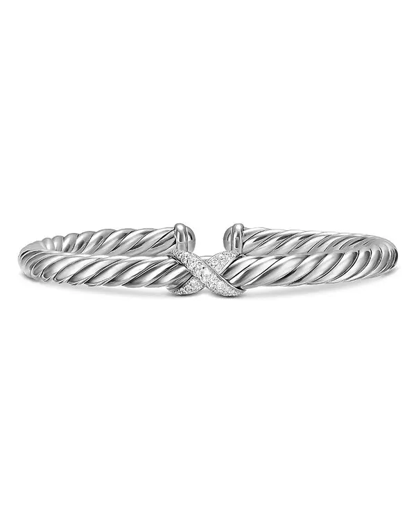 David Yurman Cable Flex X Bracelet In Sterling With Diamonds, 6mm - Silver
