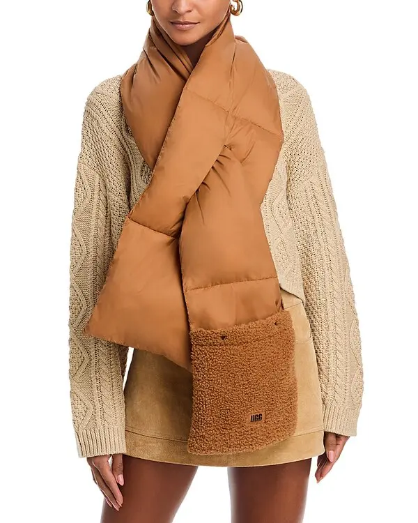 UGG Fluff Packable Puffed Scarf - Chestnut