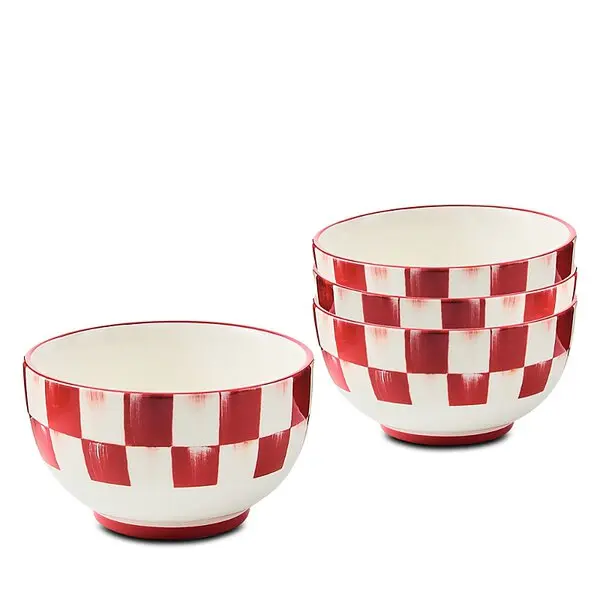 MACKENZIE-CHILDS Cherry Check Breakfast Bowls, Set Of 4 - No Color