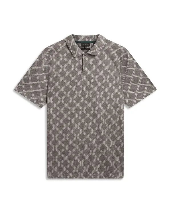 Ted Baker London Dalimi Short Sleeve Diamond Jacquard Polo - Dark Grey