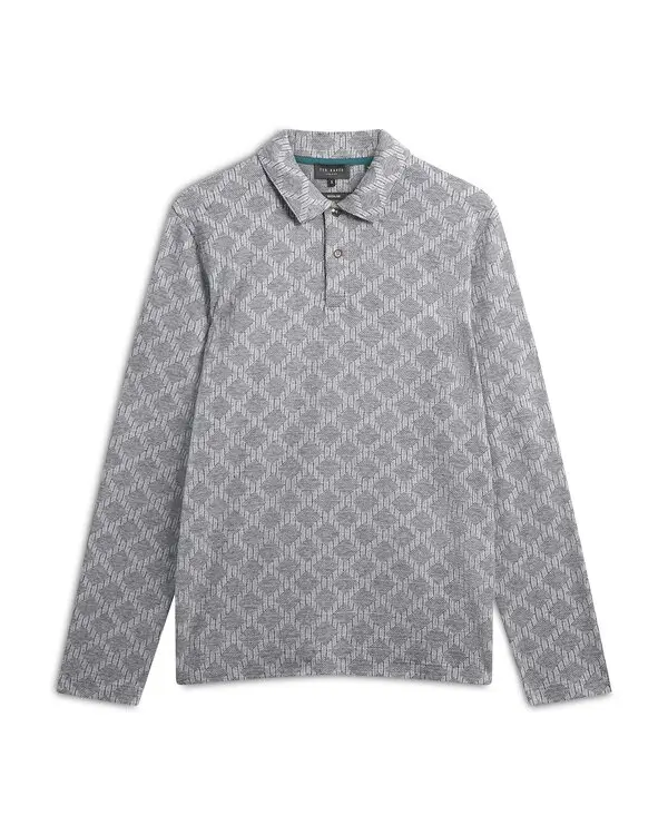 Ted Baker London Imlad Long Sleeve Diamond Jacquard Polo