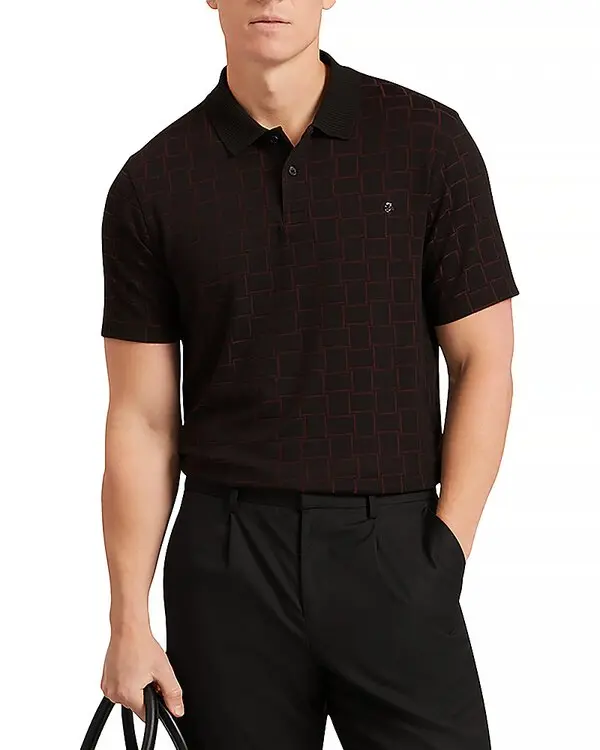 Ted Baker London Eduard Short Sleeve Square Jacquard Polo
