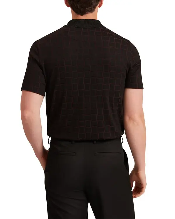 Ted Baker London Eduard Short Sleeve Square Jacquard Polo