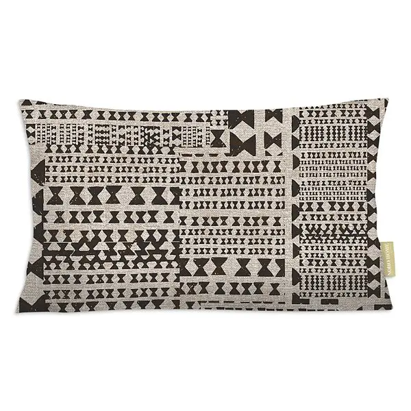 NOHO HOME Kapili Lumbar Pillow Cover - Black/ivory