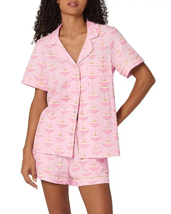 BEDHEAD PAJAMAS Printed Short Sleeve Shorts Pajama Set - Pink Champagne Coupe