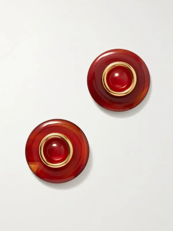 JENNIFER BEHR Devon Gold-plated Carnelian Earrings - Red