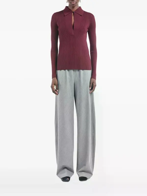 Maria Mcmanus Ribbed Knit Polo-collar Top