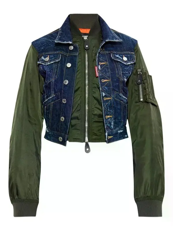 Dsquared2 Denim-paneled Bomber Jacket - Green