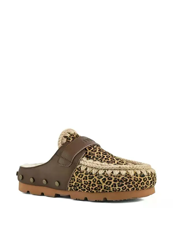 Mou Winter Bio Studded Leopard Mules