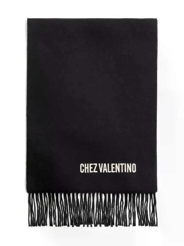 Valentino Garavani Chez-embroidery Fringed Scarf - Black