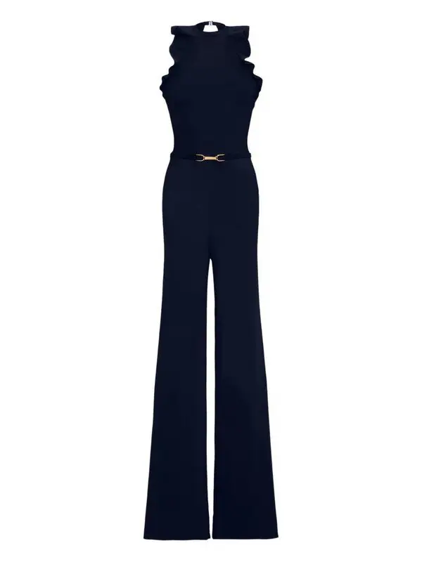 Ralph Lauren Ruffled Belted Jumpsuit - Blue