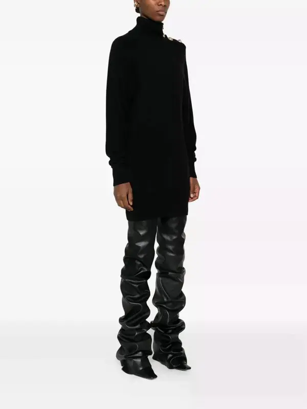 Balmain Button-embellished Roll-neck Dress