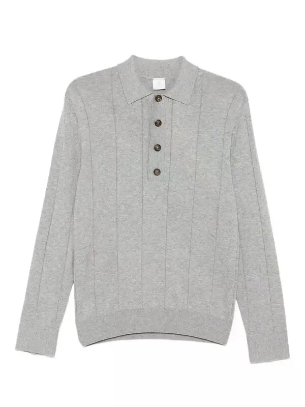 Eleventy Ribbed Polo Shirt - Grey