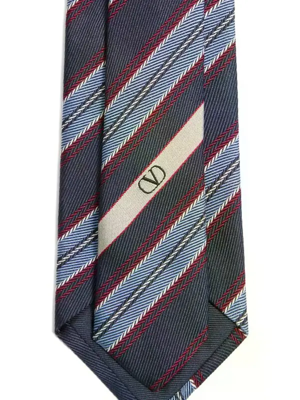 Valentino Garavani Regimental Jacquard Silk Neck Tie - Blue