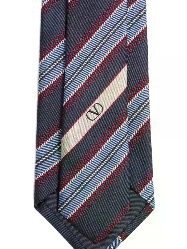 Valentino Garavani Regimental Jacquard Silk Neck Tie - Blue