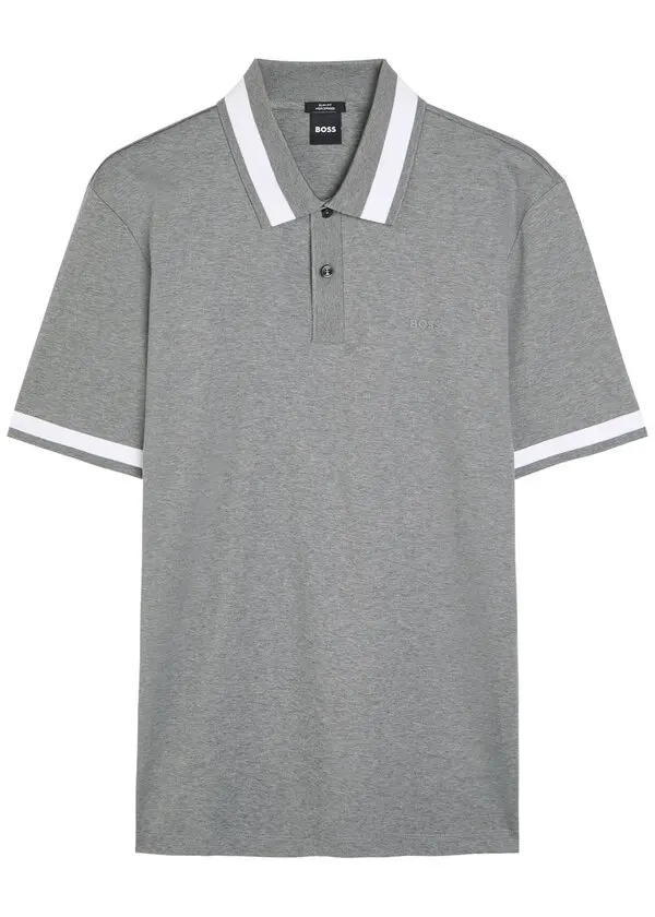 BOSS H-phillipson 200 Logo Cotton Polo Shirt - Grey
