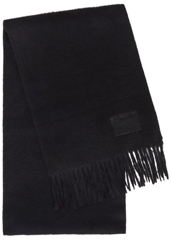 Paul Smith Logo Fringed Cashmere Scarf - Black