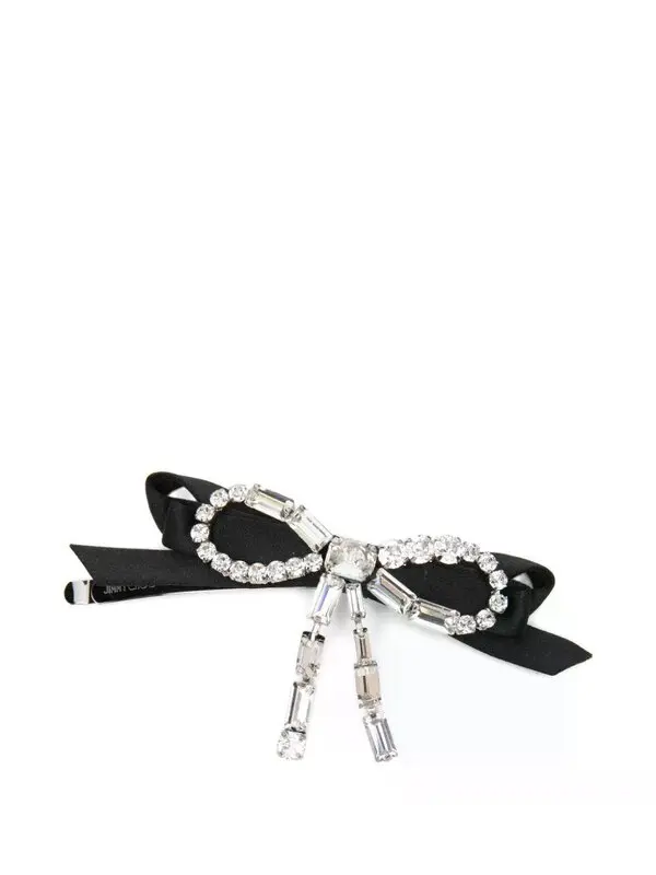JIMMY CHOO Crystal Bow Detail Hair Clip - Black