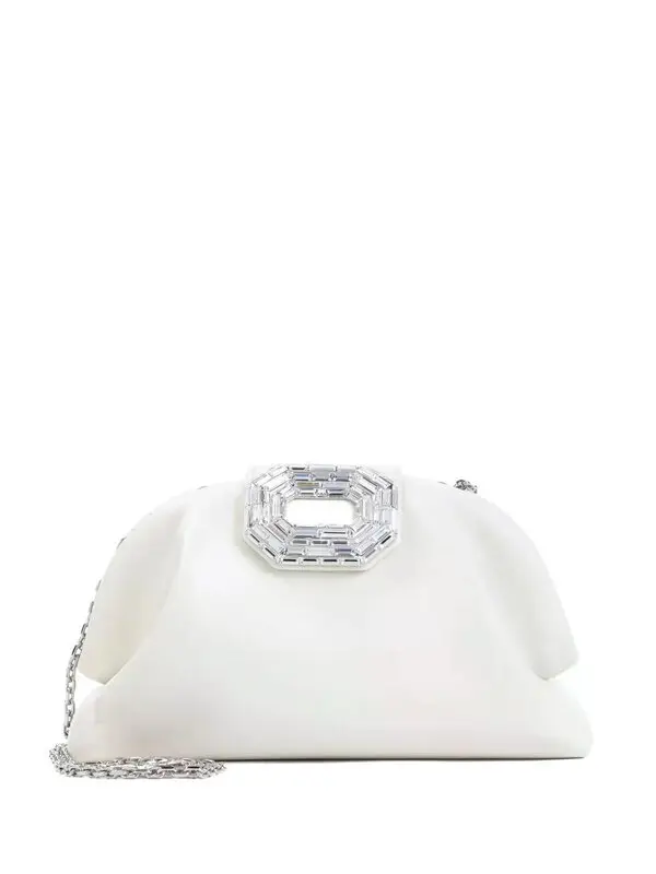 Amina Muaddi Camelia Clutch - White