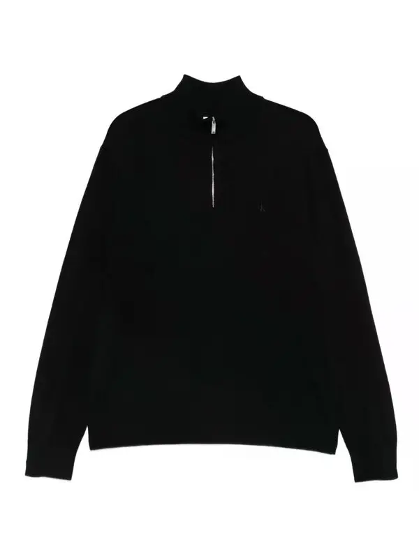 Calvin Klein Mock-neck Zip-neck Sweater - Black