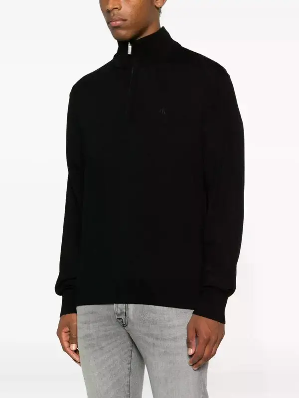 Calvin Klein Mock-neck Zip-neck Sweater - Black