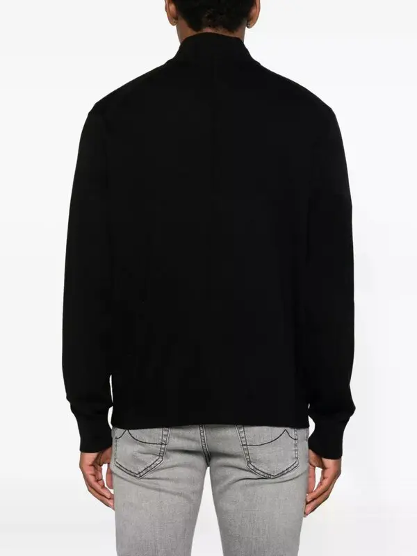 Calvin Klein Mock-neck Zip-neck Sweater - Black