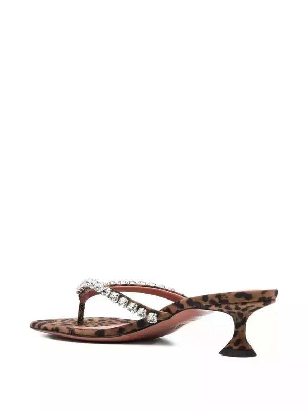 Amina Muaddi 45mm Leopard-printed Crystal Sandals