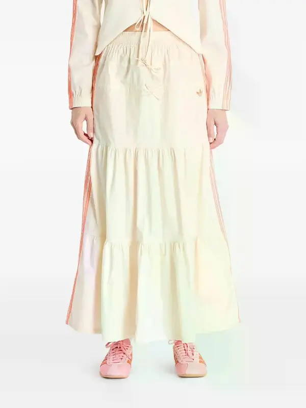 Adidas Three-stripe Tiered Midi Skirt - Neutrals