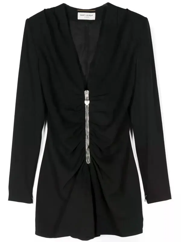 Saint Laurent Ruched Playsuit - Black
