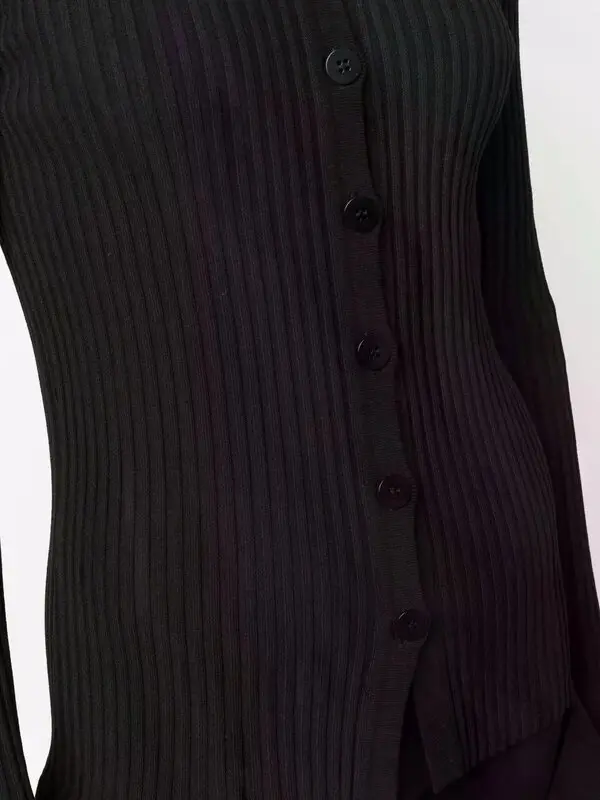 ANDREĀDAMO Long-sleeve Ribbed Cardigan With Cut-out Detail
