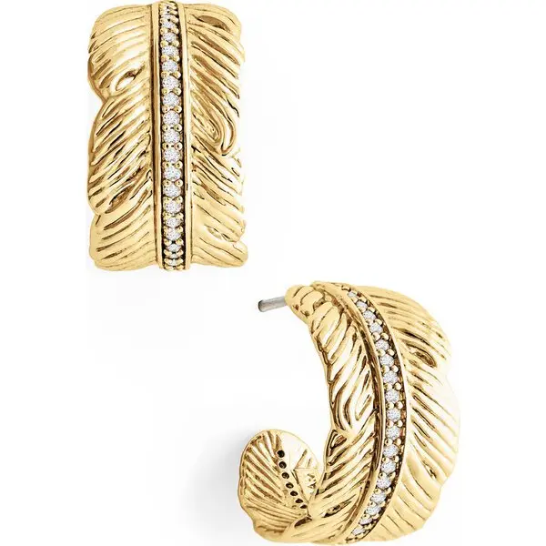 ANABEL ARAM JEWELRY Feather Hoop Earrings - Gold