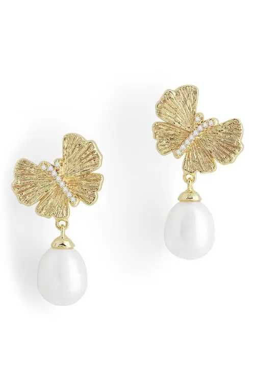 ANABEL ARAM JEWELRY Butterfly And Faux Pearl Drop Earrings - Gold