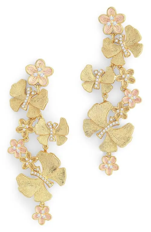 ANABEL ARAM JEWELRY Butterfly & Flowers Dangle Drop Earrings - Gold