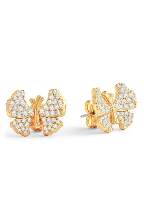 ANABEL ARAM JEWELRY Butterfly Pavé Stud Earrings - 18k Gold/white Cz Stone