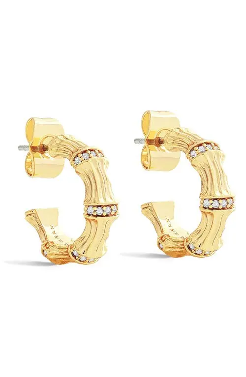 ANABEL ARAM JEWELRY Bamboo Huggie Hoop Earrings - Gold