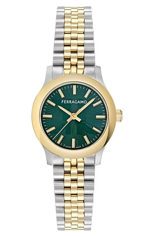 FERRAGAMO Duo Two-tone Bracelet Watch - Two Tone/green
