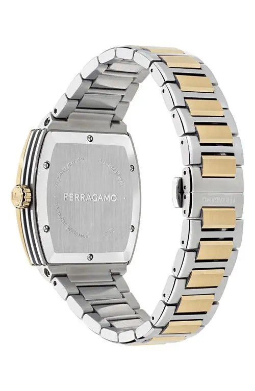 FERRAGAMO F-80 Tonneau Two-tone Bracelet Watch