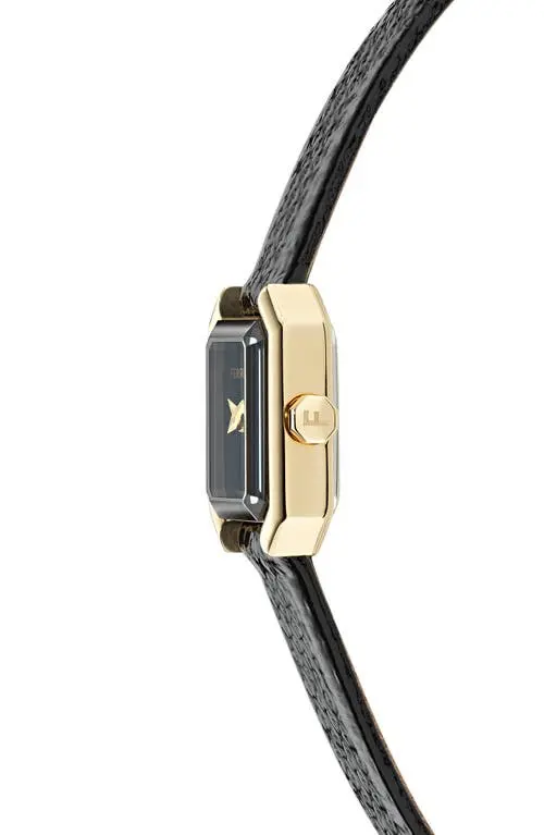 FERRAGAMO Crystal Petite Leather Strap Watch - Ip Yellow Gold