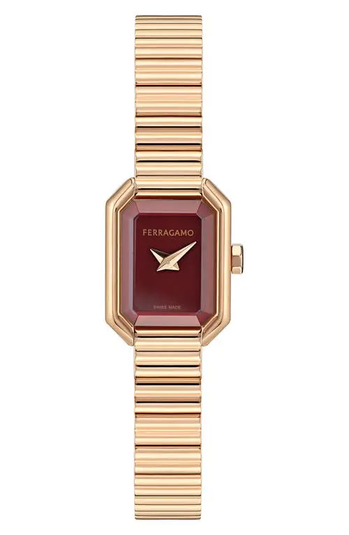 FERRAGAMO Petite Bracelet Watch - Ip Rose Gold/red