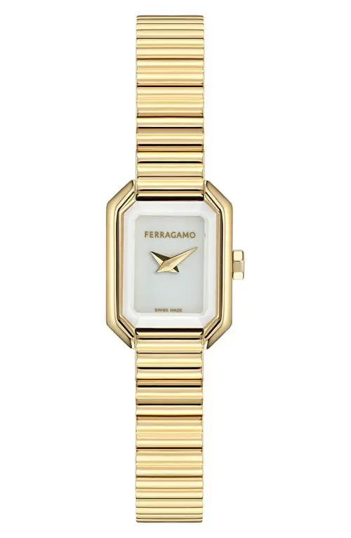FERRAGAMO Petite Bracelet Watch - Ip Yellow Gold/white