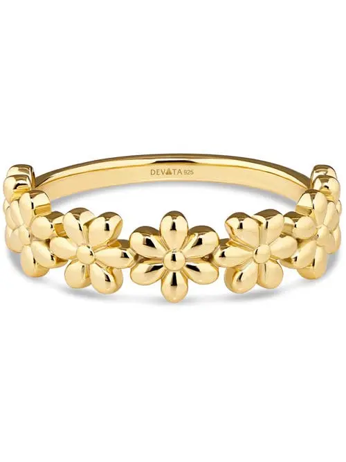 DEVATA Gold Plated Daisy Flower Ring - Yellow Gold