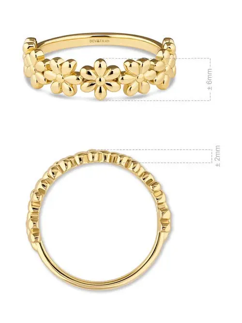 DEVATA Gold Plated Daisy Flower Ring