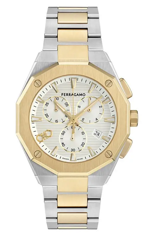 FERRAGAMO Edge Chronograph Two-tone Bracelet Watch - Ip Two Tone